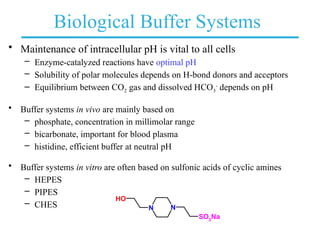 CHEM 421 - Biochemistry I (Chapter 2 - Water and Buffer) | PPTX