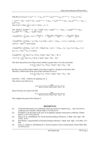 Some Generalization of Eneström-Kakeya Theorem | PDF