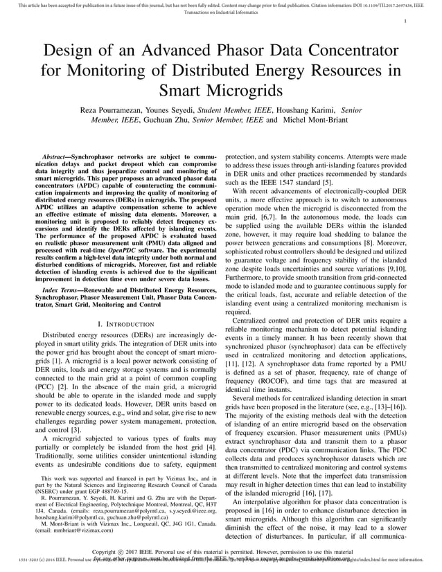 Design of an Advanced Phasor Data Concentrator for Monitoring of ...