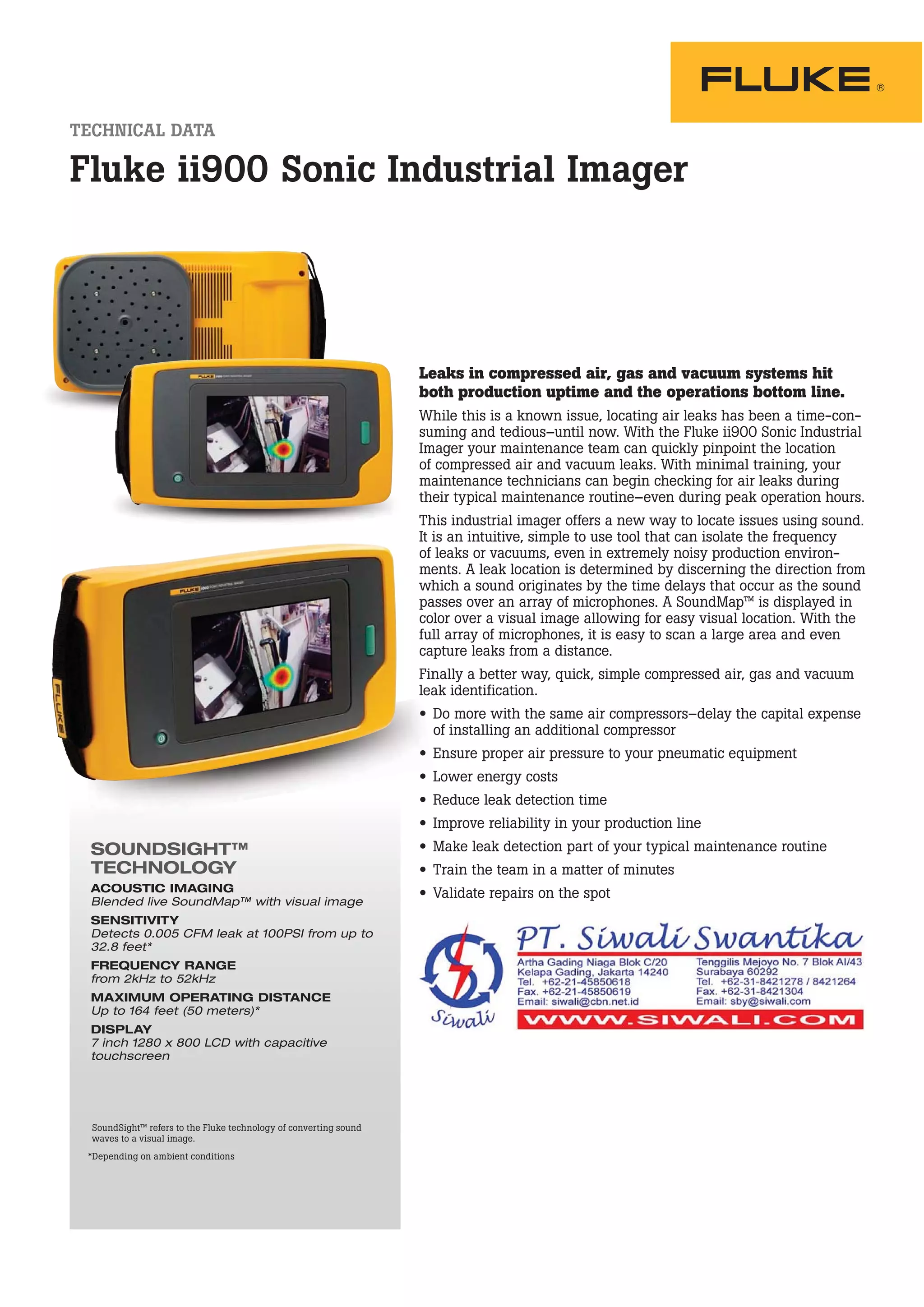 Technical Data Fluke ii900 Sonic Industrial Imager | PDF