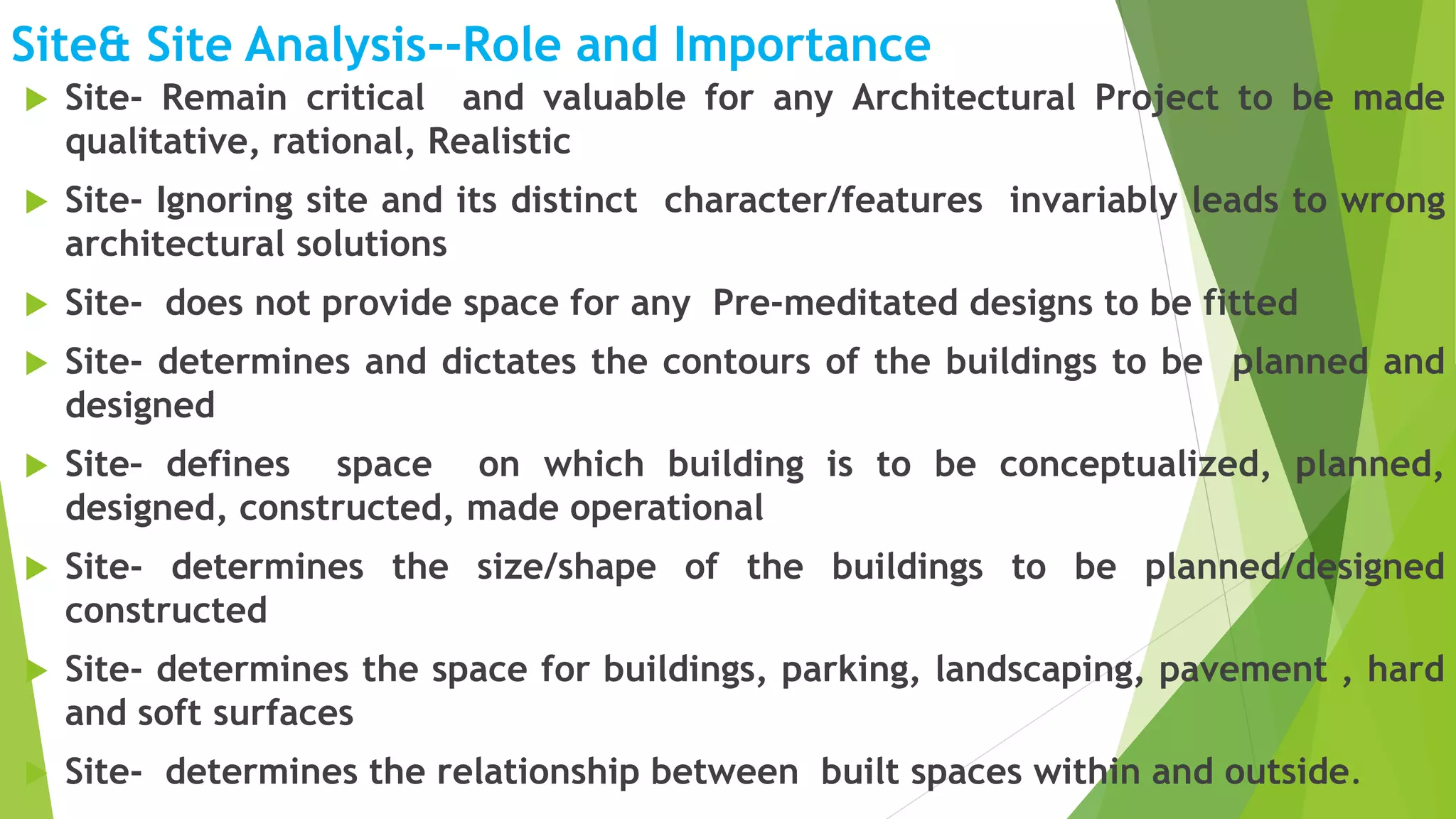 Site Planning and Site Analysis for Architectural Projects | PPTX