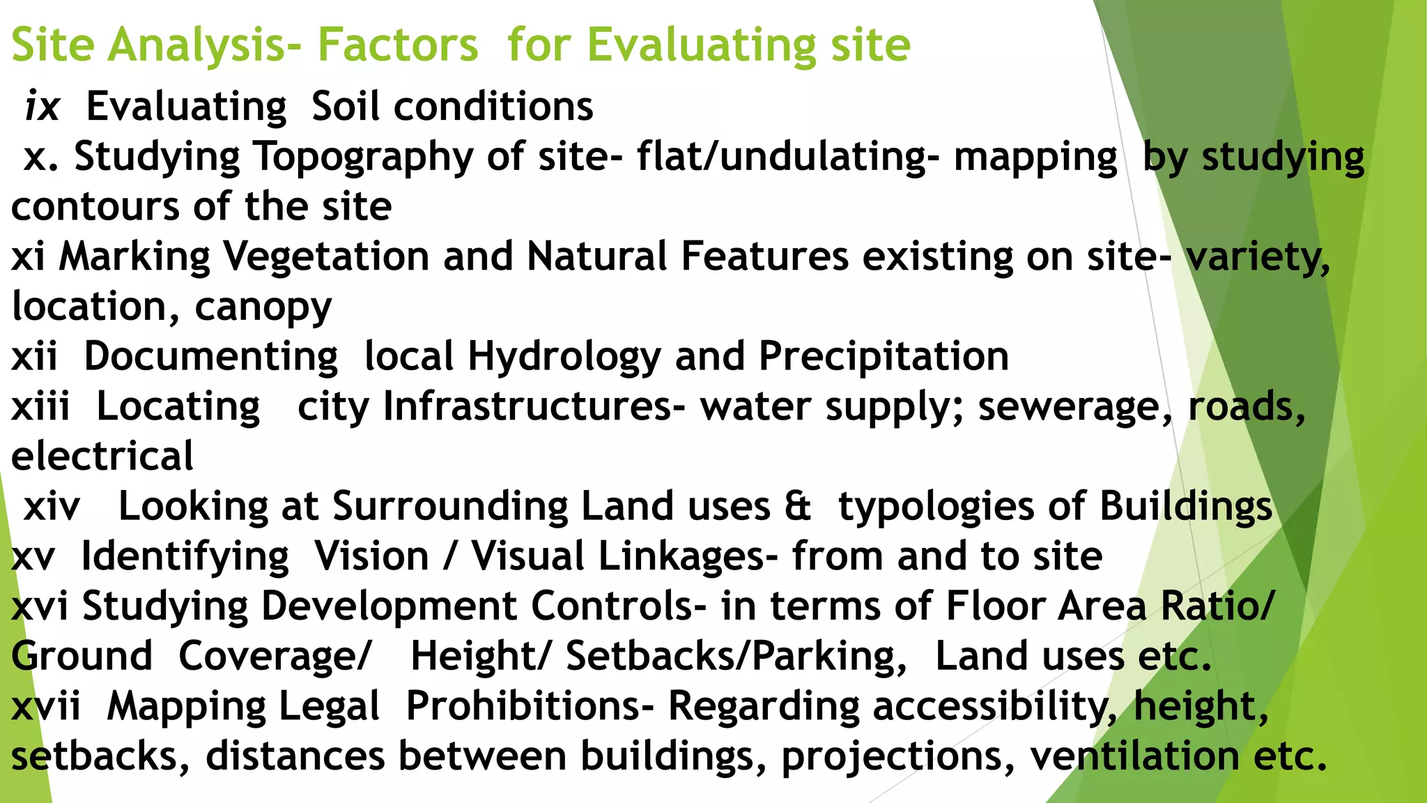 Site Planning and Site Analysis for Architectural Projects | PPTX
