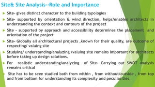 Site Planning and Site Analysis for Architectural Projects | PPTX