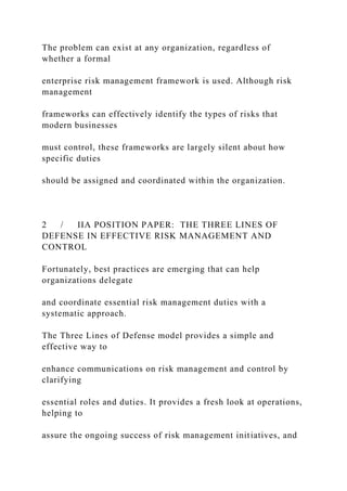 IIA Position Paper THE THREE LINES OF DEFENSE IN EFFECT.docx