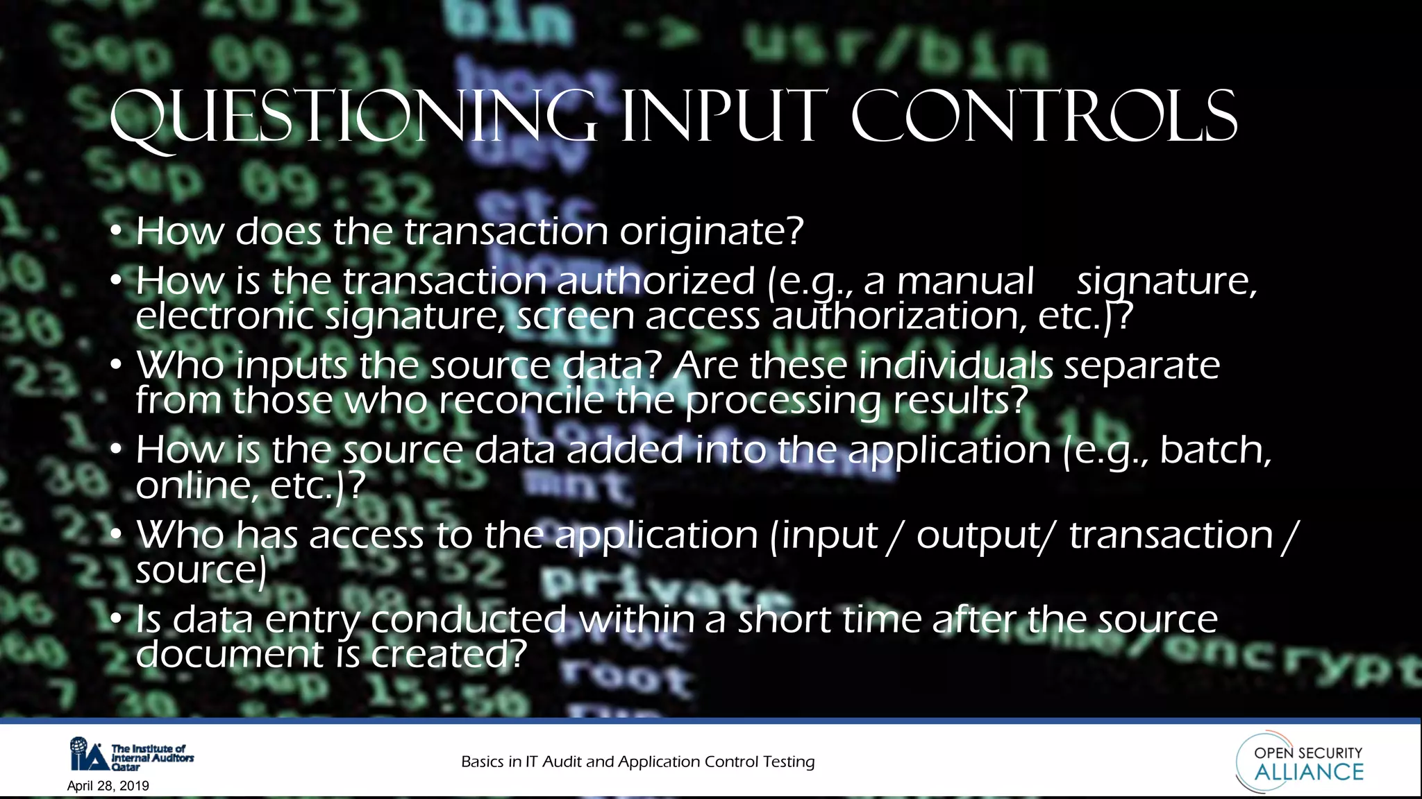 Basics in IT Audit and Application Control Testing | PDF