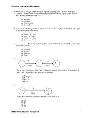 Iibm examination paper of project management | PDF