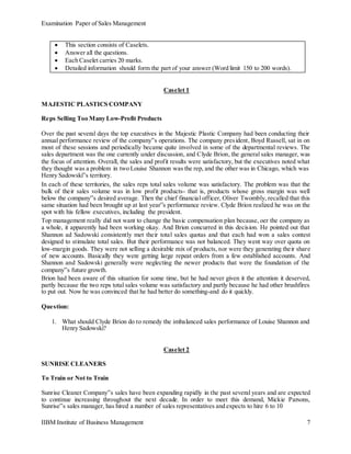 Iibm examination paper_of_sales_management_300813_(elective) (1) | PDF