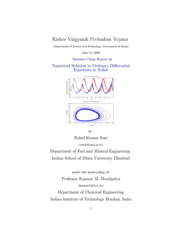 Numerical Solutions to Ordinary Differential Equations in Scilab | PDF | Physics | Science
