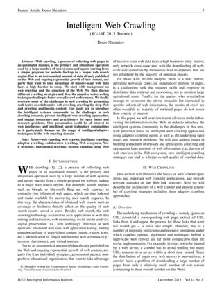 Intelligent Web Crawling (WI-IAT 2013 Tutorial) | PDF