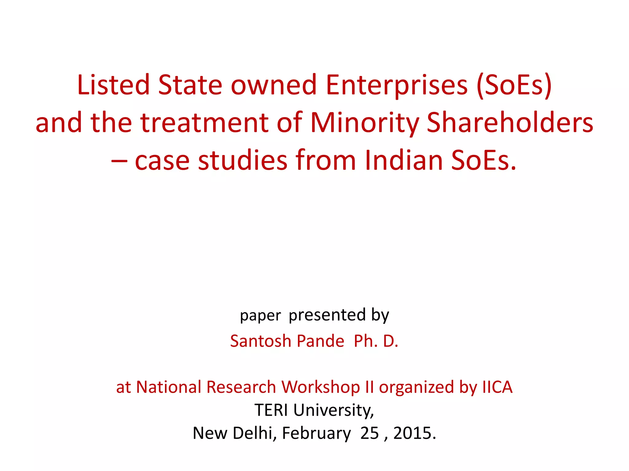 Listed State owned Enterprises (SoEs) and the treatment of Minority ...
