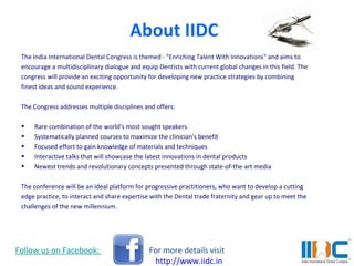 Iidc social eve & venue | PPT | Dental Health | Diseases and Conditions