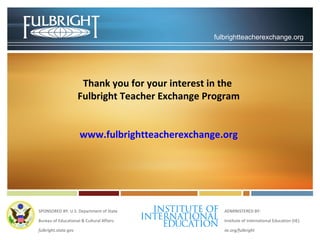 Fullbright Teacher Exchange Program | PPT