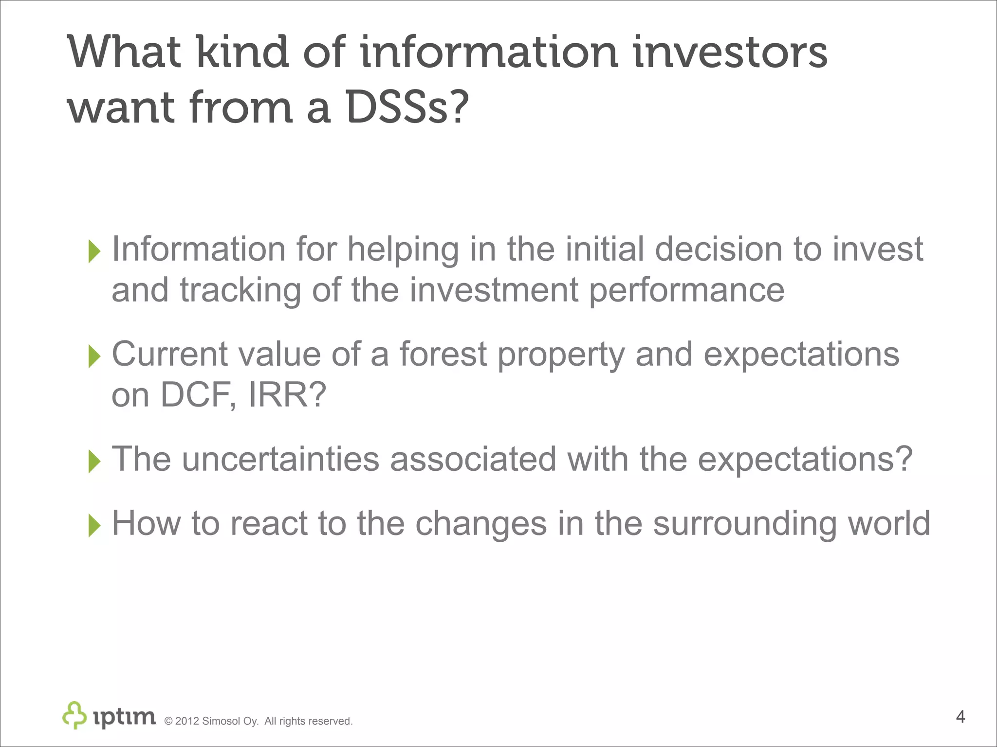Adding value to timberland investments with DSSs | PPT