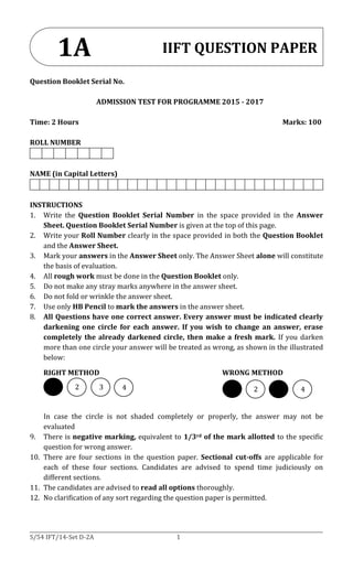 Iift 2014 question_paper_and_ans_key proton training solutions | PDF