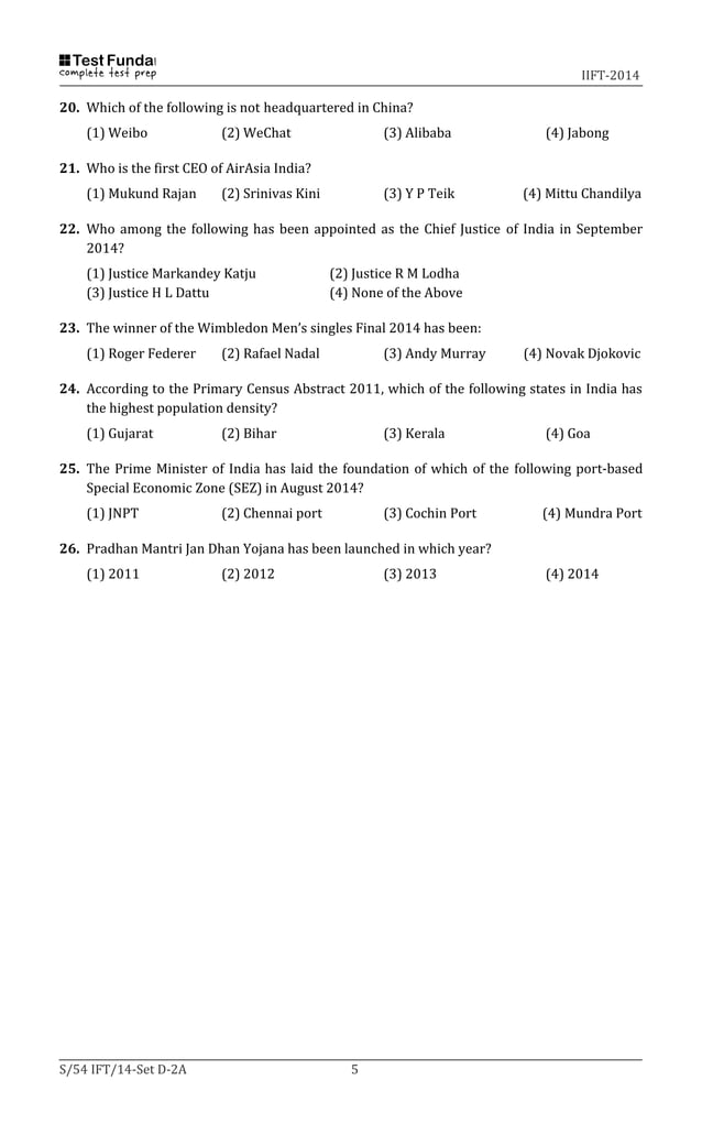 Iift 2014 question_paper_and_ans_key proton training solutions | PDF