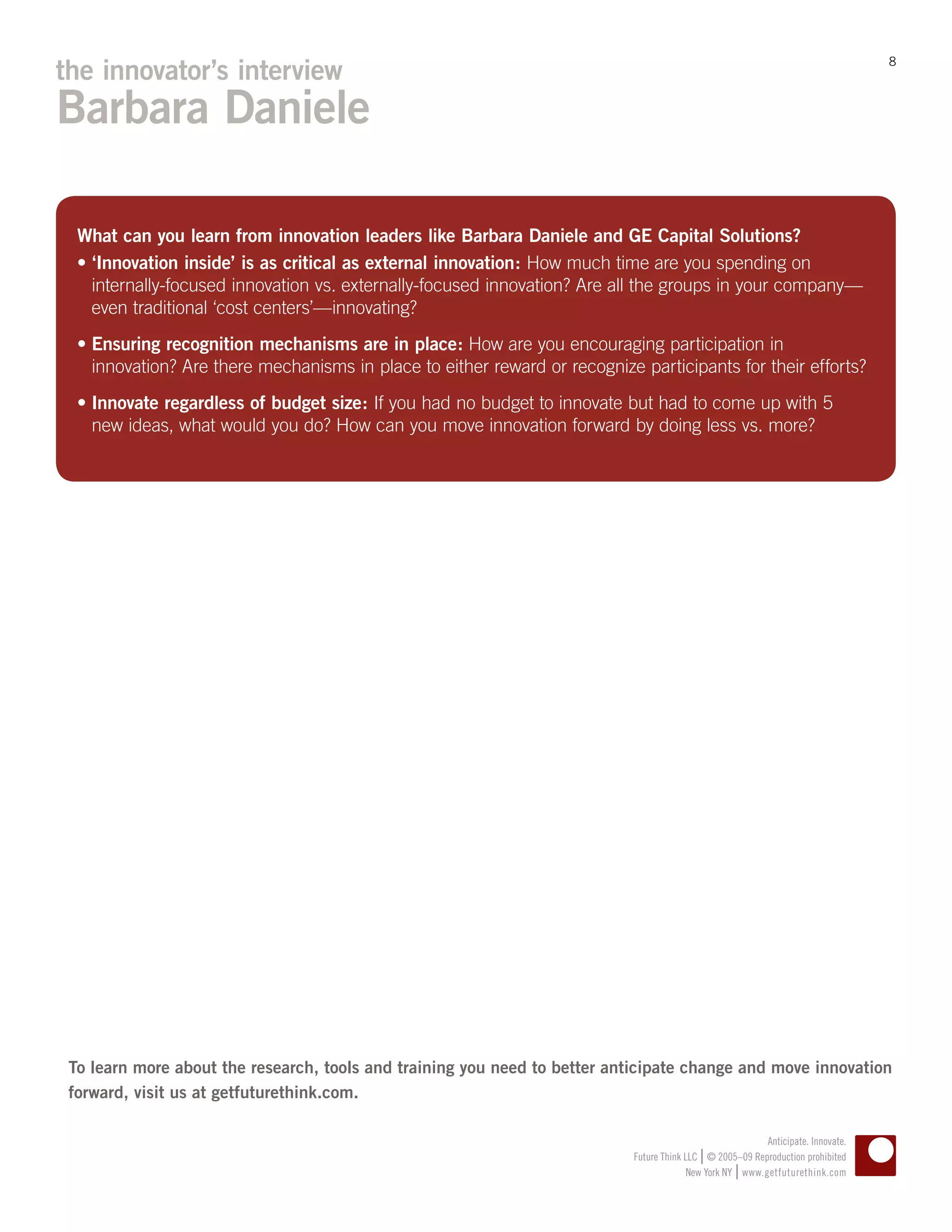 Innovator Interview: Barbara Daniele, General Electric | PDF