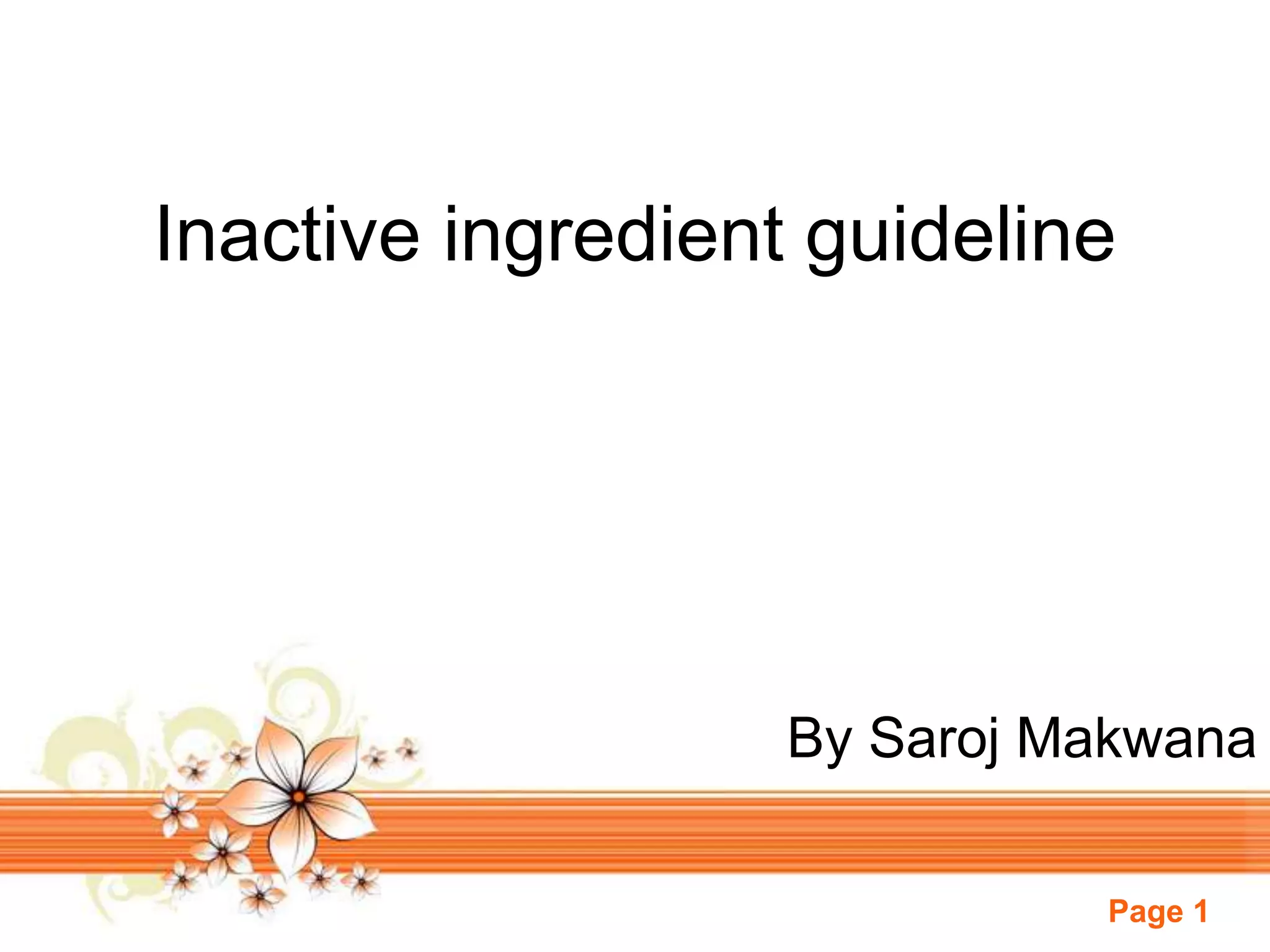 inactive ingredient guideline | PPTX
