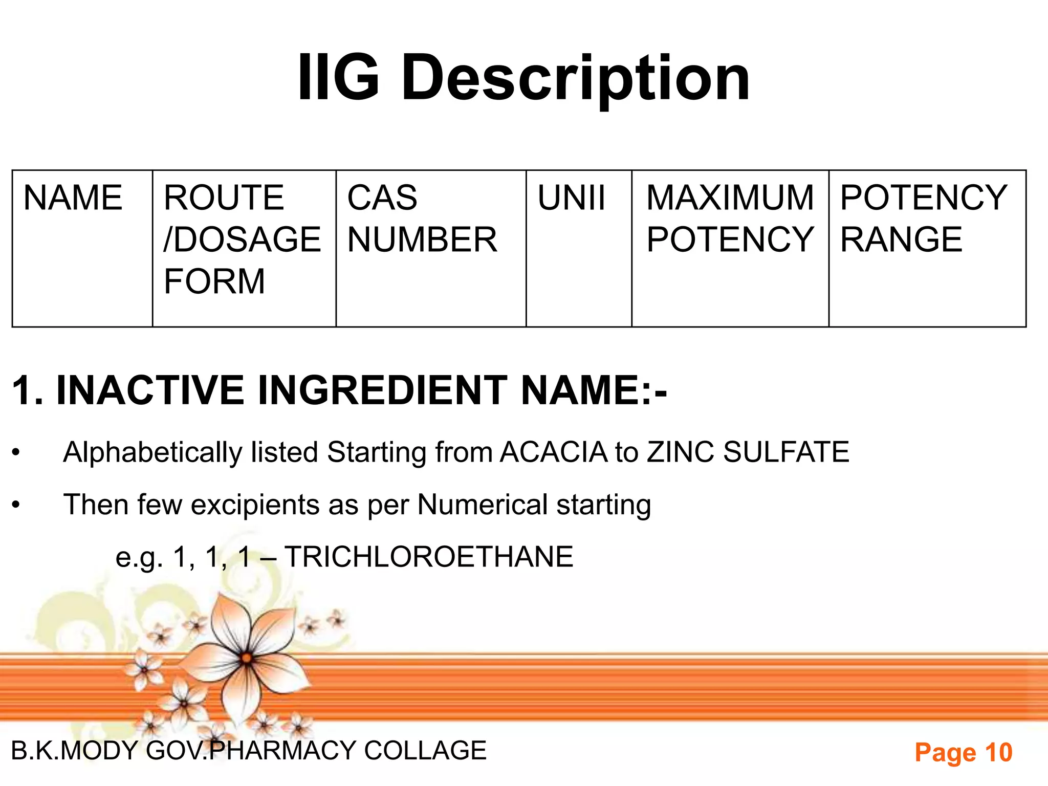 inactive ingredient guideline | PPTX
