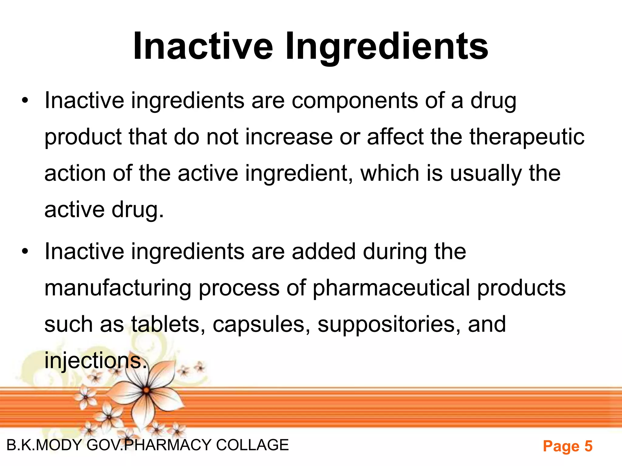inactive ingredient guideline | PPTX