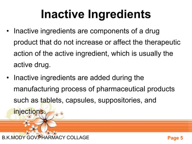 inactive ingredient guideline | PPTX | Pharmaceutical Industry | Industries
