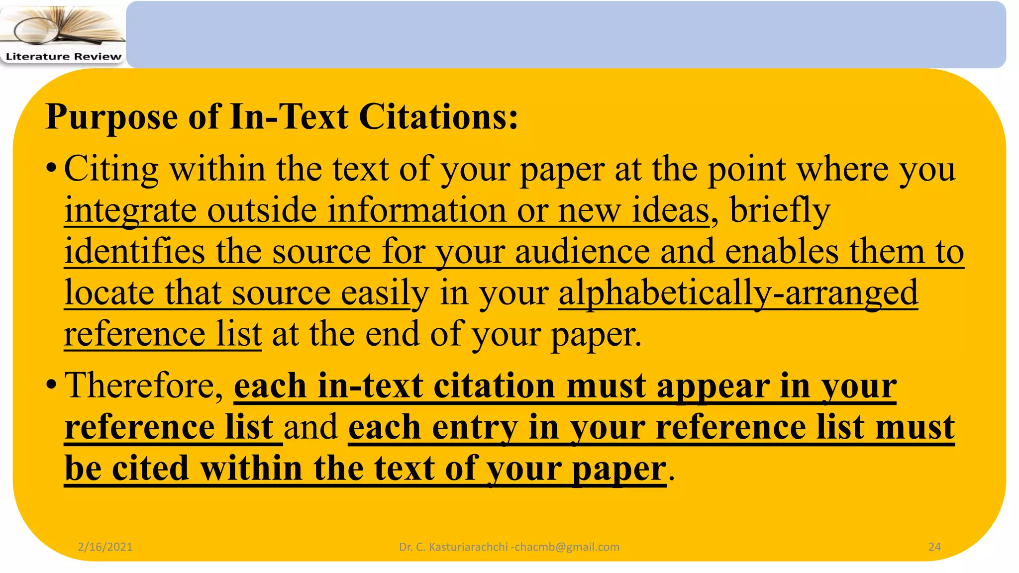 Dr. Chandana Kasturiarachchi - Literature Review, Citation & Writing | PDF