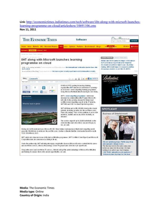 Iiht limited bangalore partners with microsoft | PDF