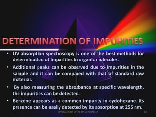 UV SPECTROSCOPY AND ITS APPLICATIONS | PPT
