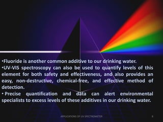 UV SPECTROSCOPY AND ITS APPLICATIONS | PPT