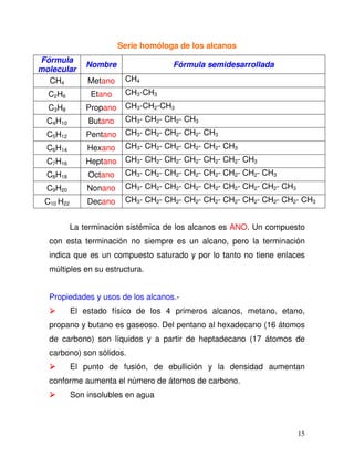 III. Química Orgánica nomeclatura de alcanos, alquenos | PDF