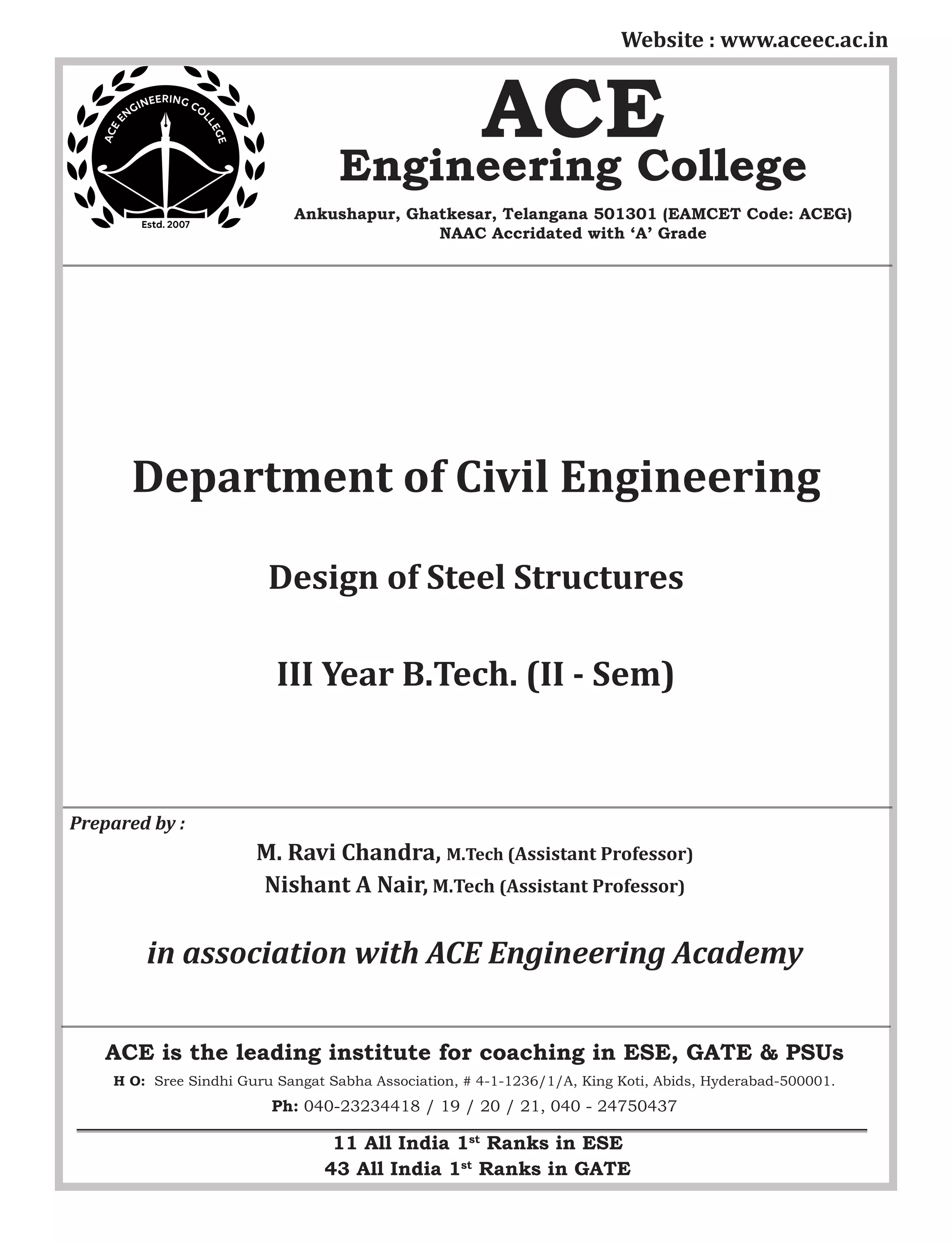 Iii design-of-steel-structures-unit-1 | PDF