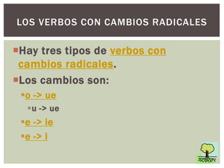 III- Repaso- Los verbos con cambios radicales- Apuntes | PPTX