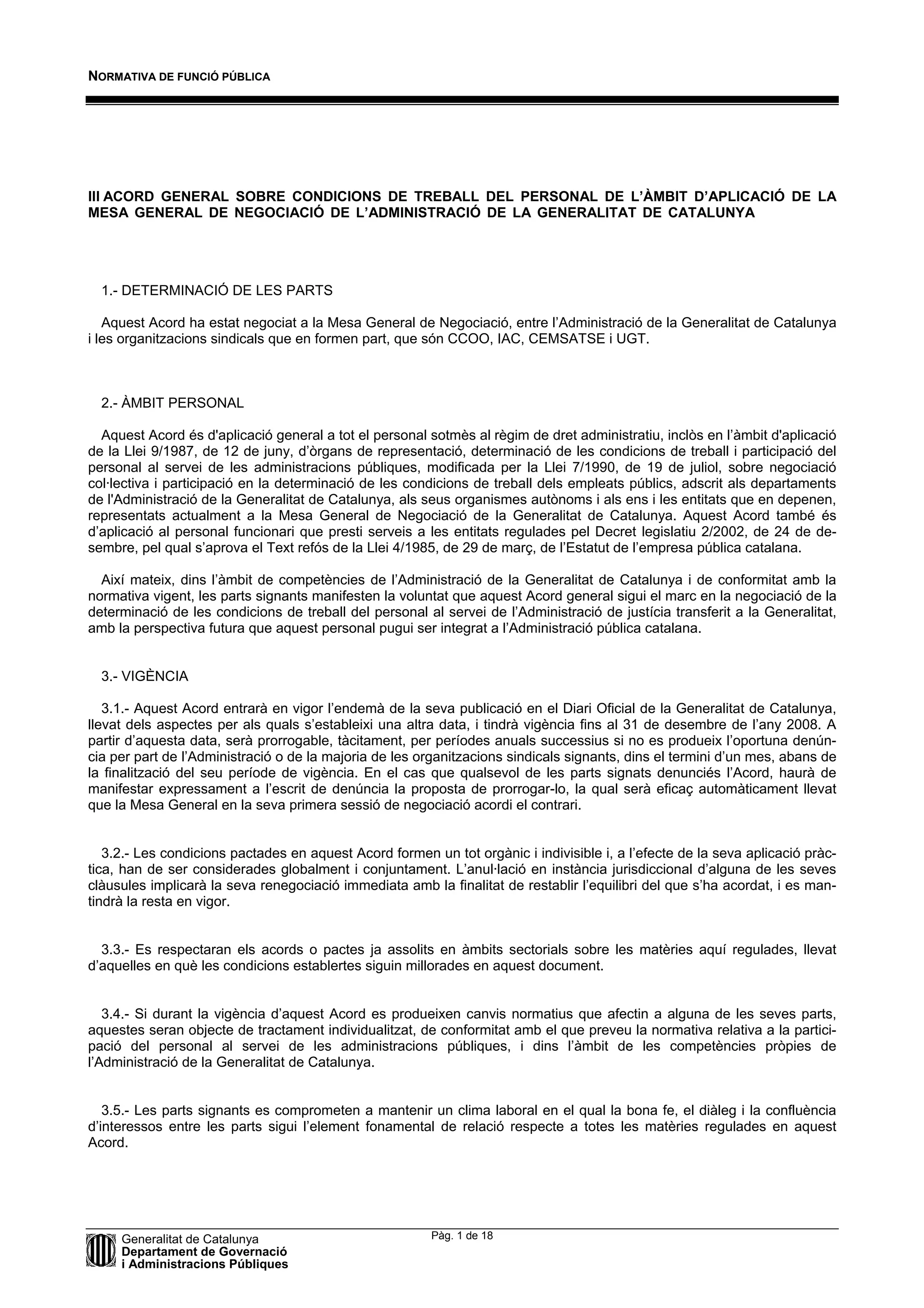 2005 III Acord General de la Funció Pública | PDF
