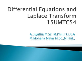 Differential equation and Laplace transform | PPT