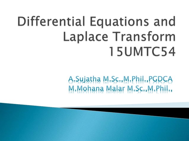 Differential Equation And Laplace Transform Ppt 8921