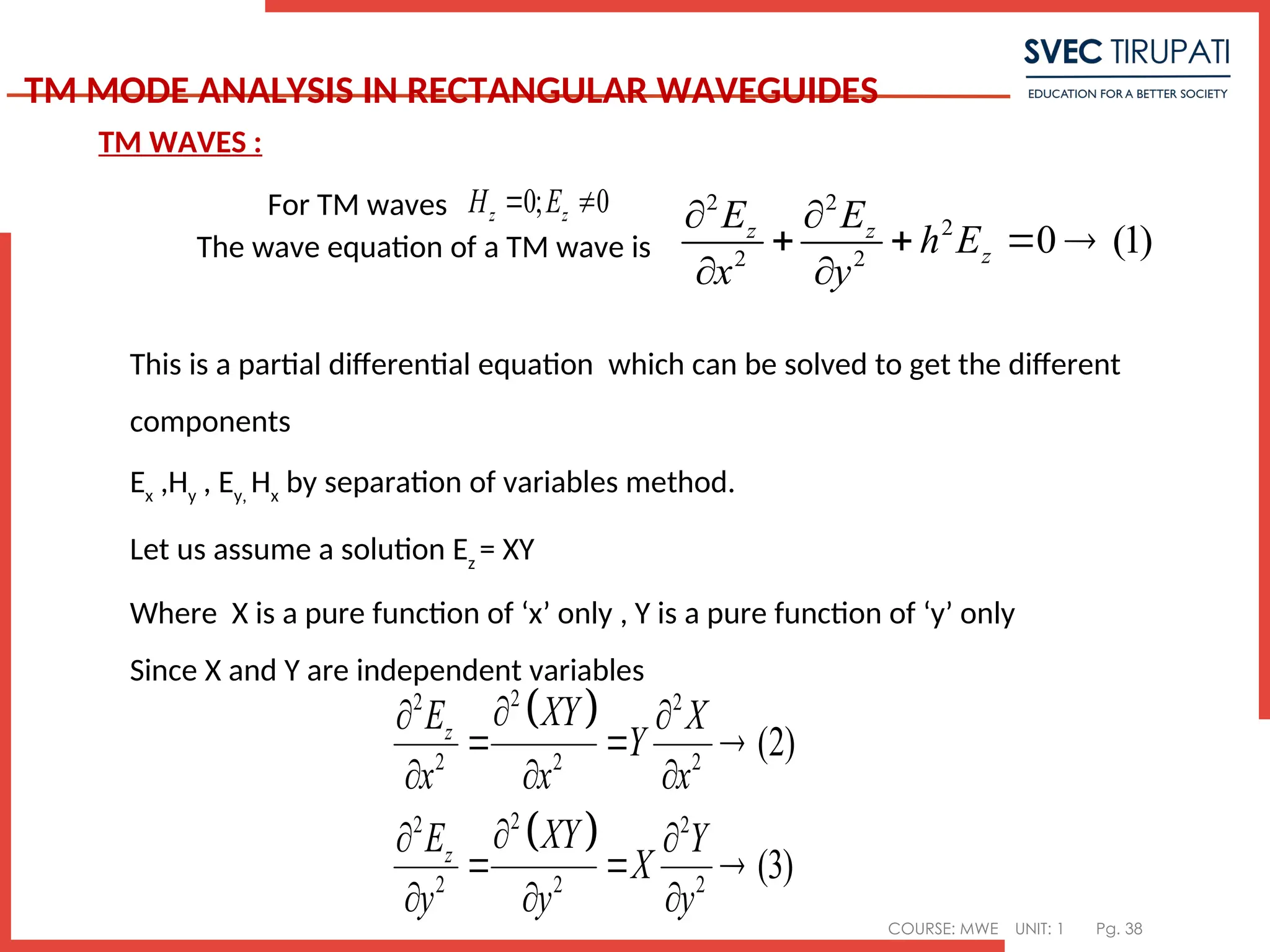 III ECE MWE UNIT i types of waveguides, analysis | PPT