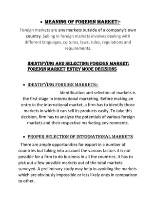 Foreign market | PDF