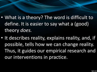 Theory and its role in research......... | PPTX