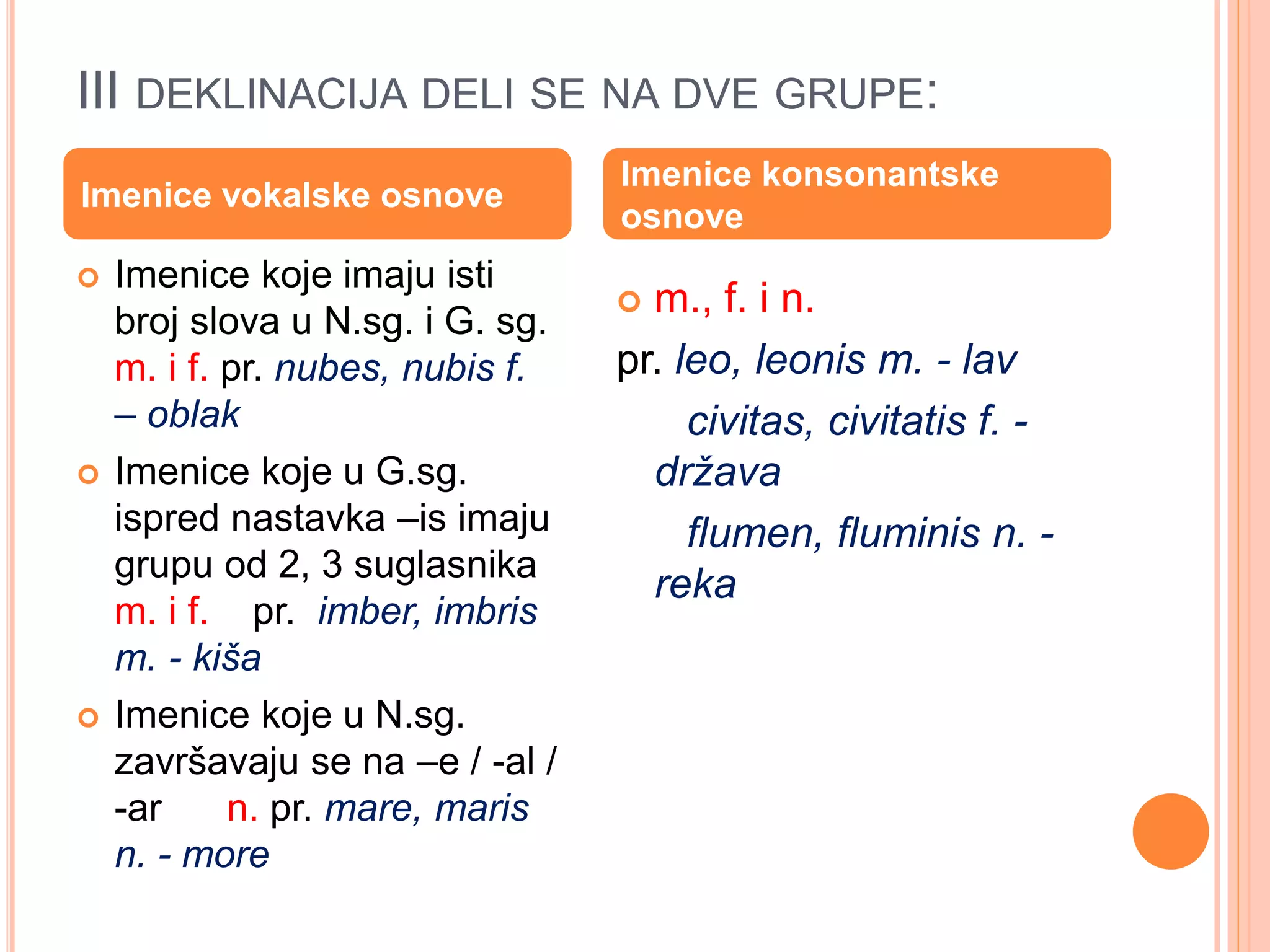 III ili mesovita deklinacija | PPT