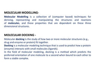 Pharmacophore Modeling and Docking Techniques.ppt | Chemistry | Science