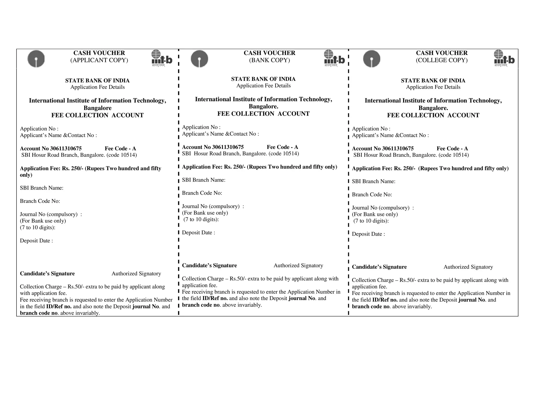 Iiitb sbi cash_voucher | PDF