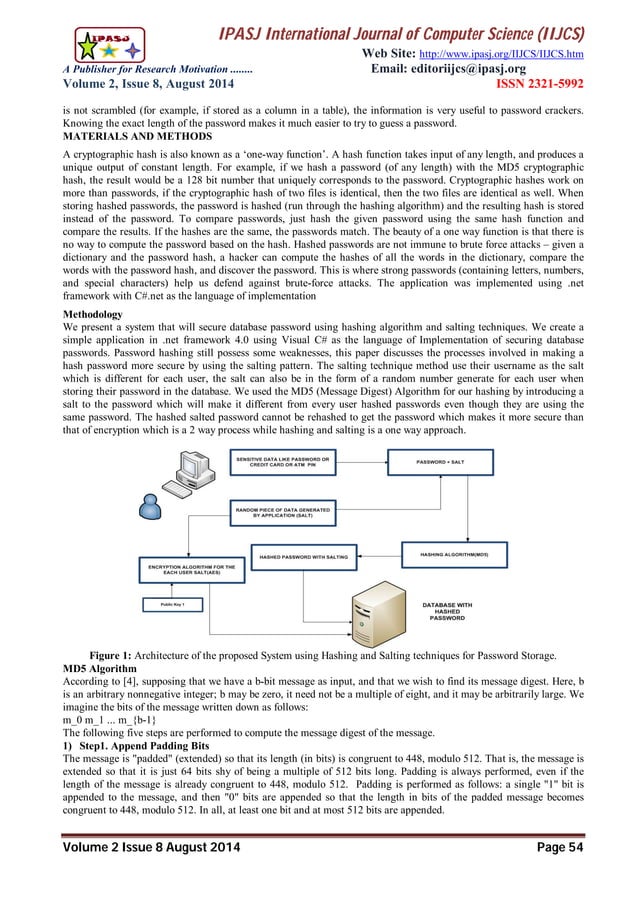 Securing Database Passwords Using A Combination Of Hashing And Salting Techniques Pdf