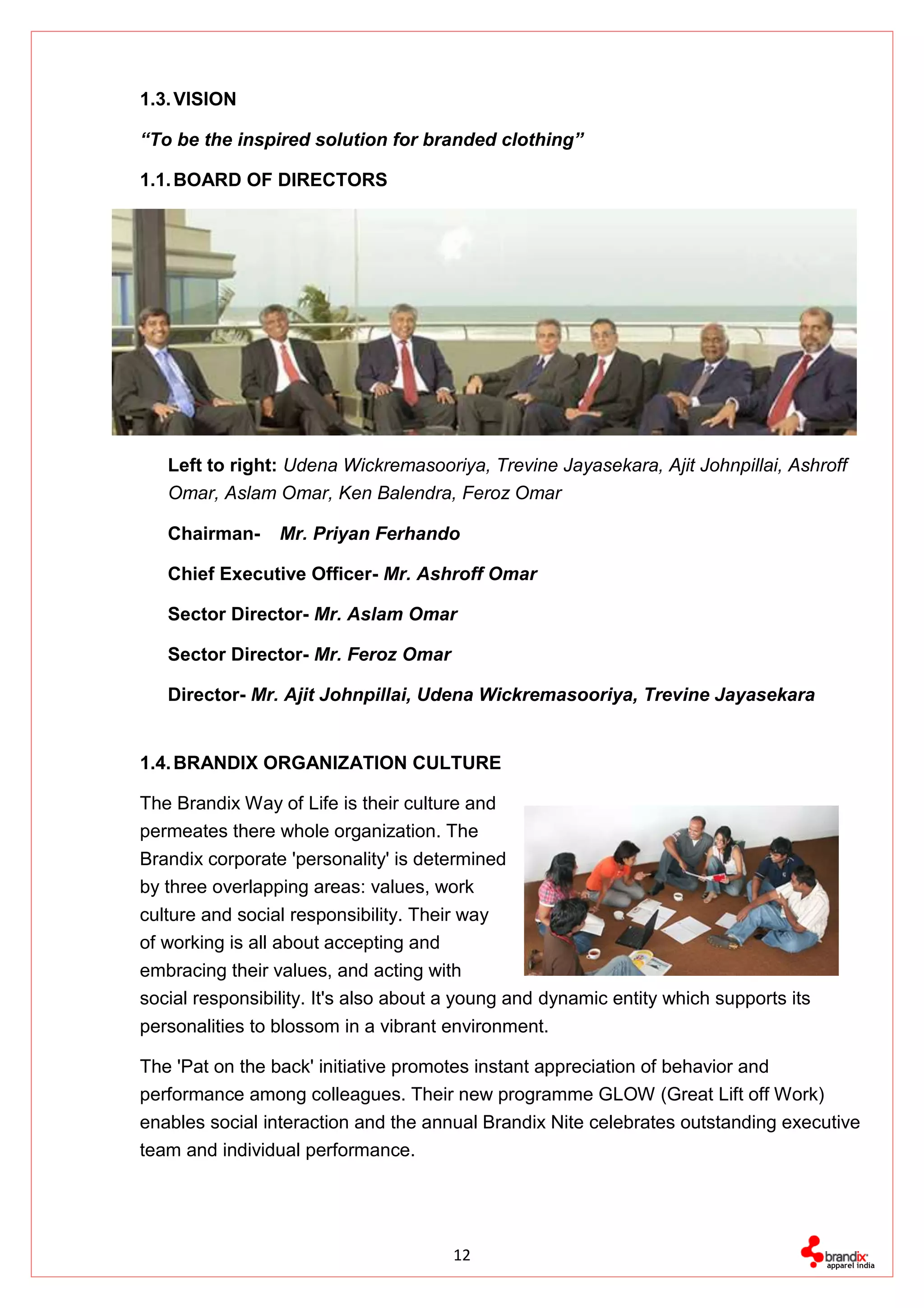 Brandix Apparel India - Apparel Internship Report | PDF