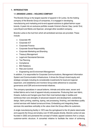 Brandix Apparel India - Apparel Internship Report | PDF