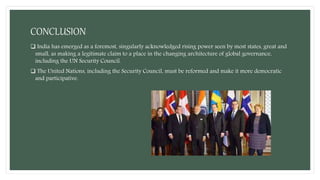 INDIA'S POSITION IN UNITED NATIONS SECURITY COUNCIL | PPTX | Political ...