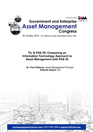 ITIL & PAS 55: Comparing an Information Technology Approach to Asset ...