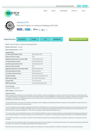 Executive Program on Leading and Managing (EPLAM) From IIM Calcutta | PDF