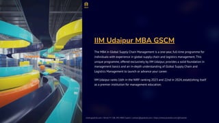 IIM Udaipur MBA in Global Supply Chain Management (GSCM): A ...