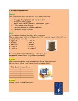 Ii Mass And Count Nouns Sc | DOC