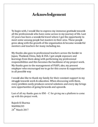 Project report submitted in IIM Calcutta | PDF