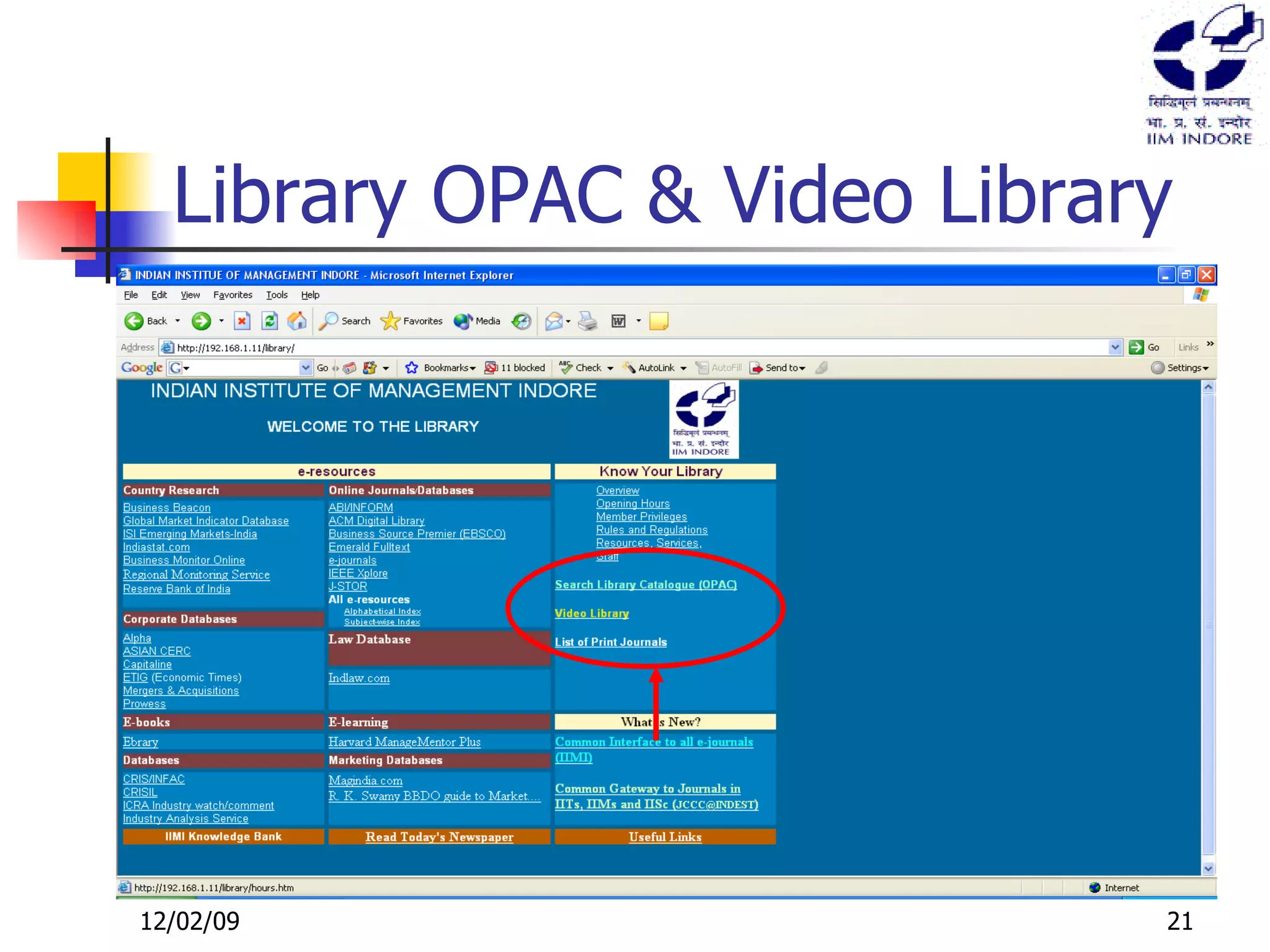 IIM Indore Library at a Glance | PPT